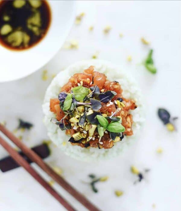Vegan Sushi: Tuna Tower with Avocado